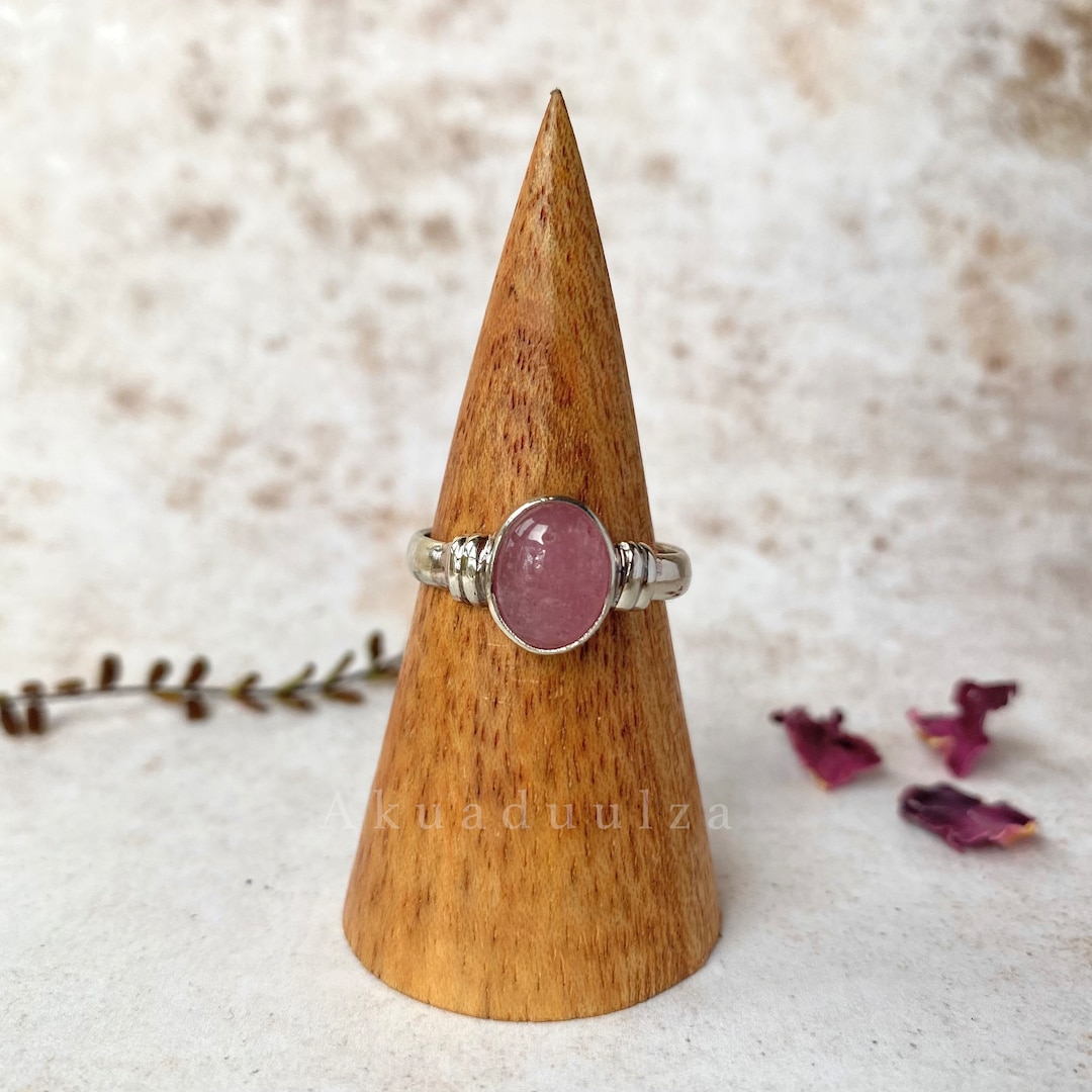 Pink Stone Oval Ring / Handmade in Nepal / Adjustable / Hippie Boho ...