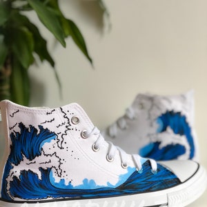 OCEAN WAVE Shoes / Big Wave Hand Painted Shoes / Japanese Art Inspired ...