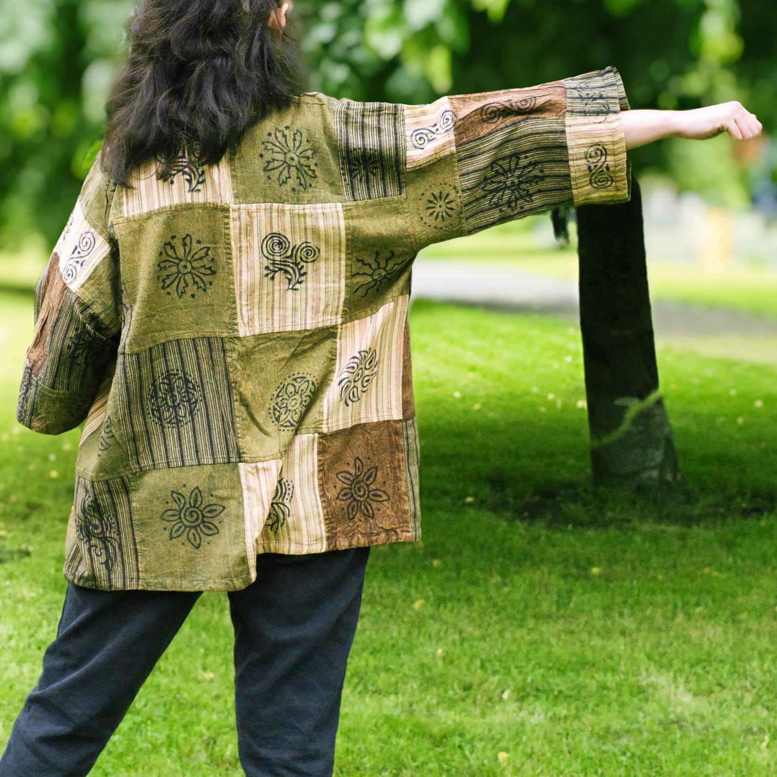 Safari Green PATCHWORK KIMONO | Colourful Kimono Jacket | Handmade in ...