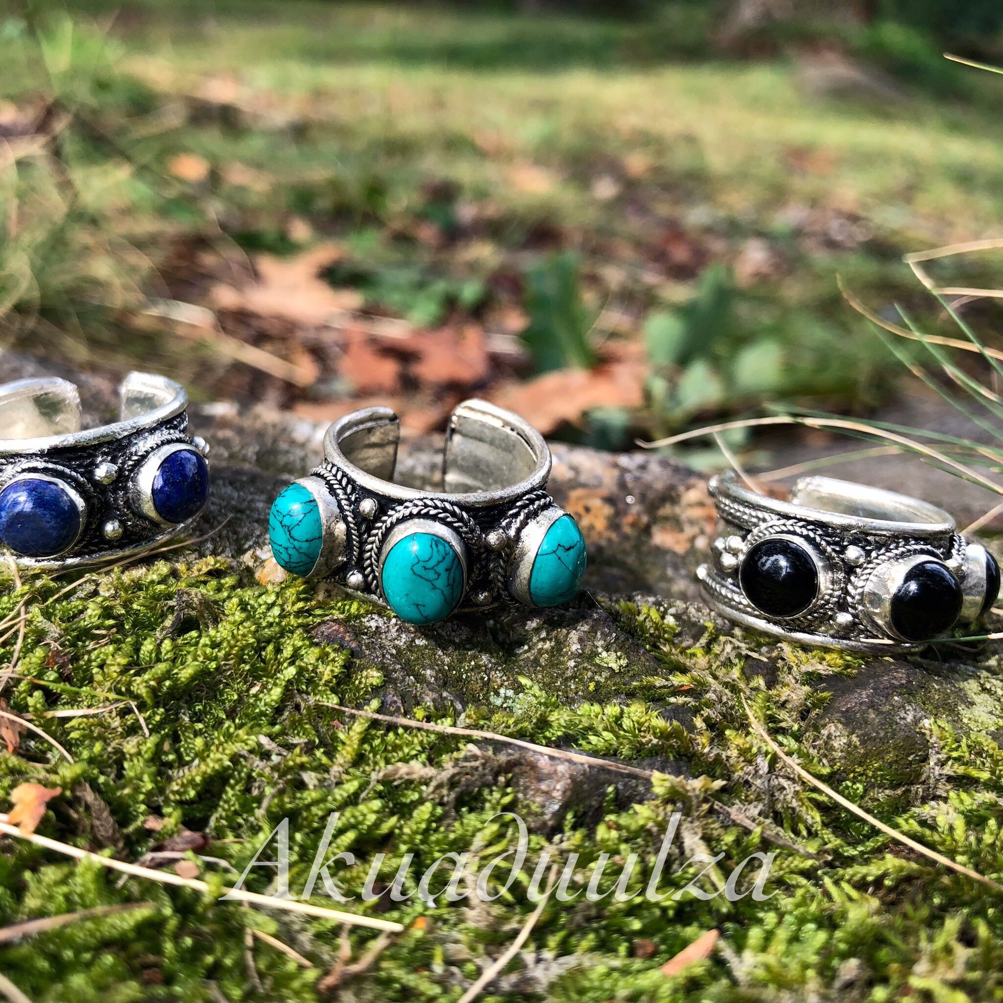 Three Stoned Lapis Lazuli Tibetan Ring / Hippie Boho Ring / - Etsy UK