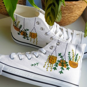 HANGING PLANTS Embroidered Shoes / Plant Lover Handmade Gift / Boho ...