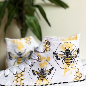GOLDEN BEE Hand Painted Shoes / Bumble Bee Personalised Canvas Shoes ...