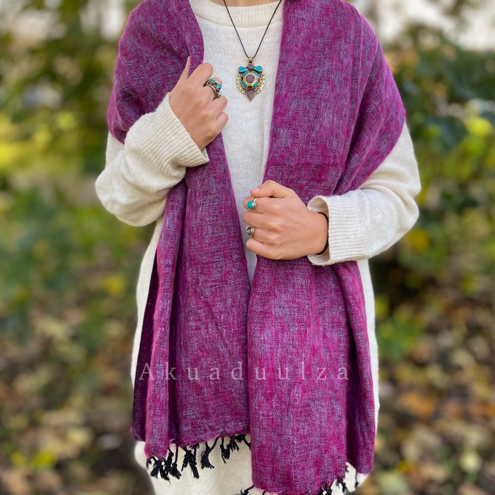 PASTEL PURPLE Yak Wool Nepalese Scarf / Himalayan Hand Loomed Shawl ...