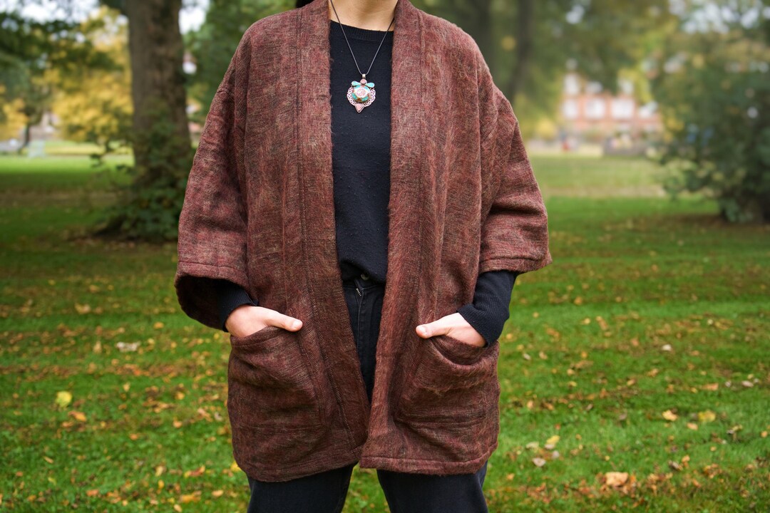 COFFEE BROWN Yak Wool Kimono | Cosy Winter Oversized Haori | Unisex ...