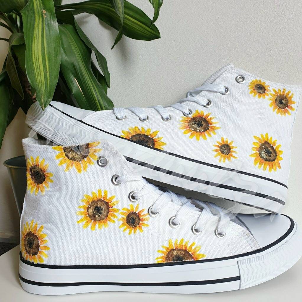 Sunflower Hand-painted Shoes / Wildflowers Custom Shoes / | Etsy