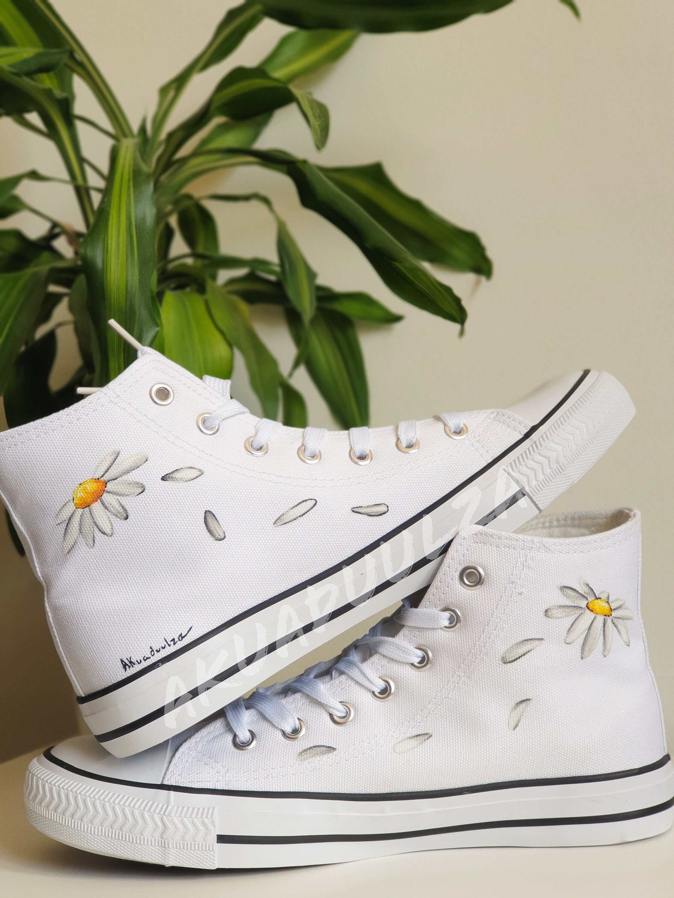 Summer Daisy Hand Painted Shoes / Wildflowers Personalised Canvas Shoes ...