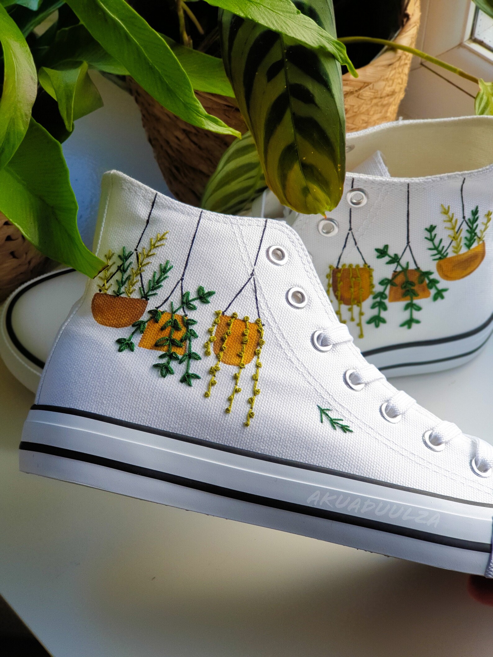 HANGING PLANTS Embroidered Shoes / Plant Lover Handmade Gift / - Etsy