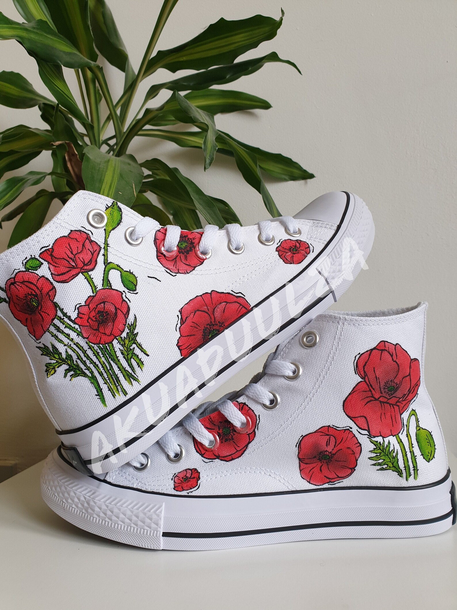 Red Poppies Hand-painted Shoes / Botanical Handmade - Etsy UK