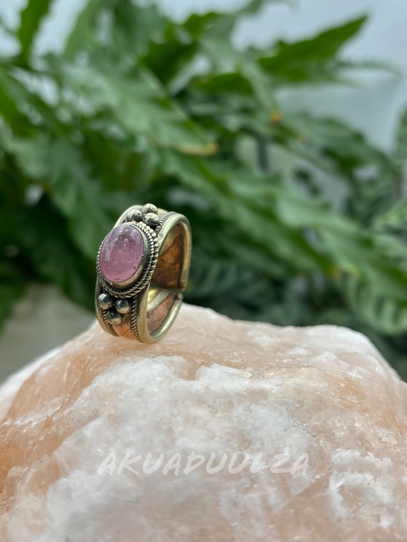 Pink Ethnic Ring / Three Metals Handmade Ring / Hippie Boho / | Etsy