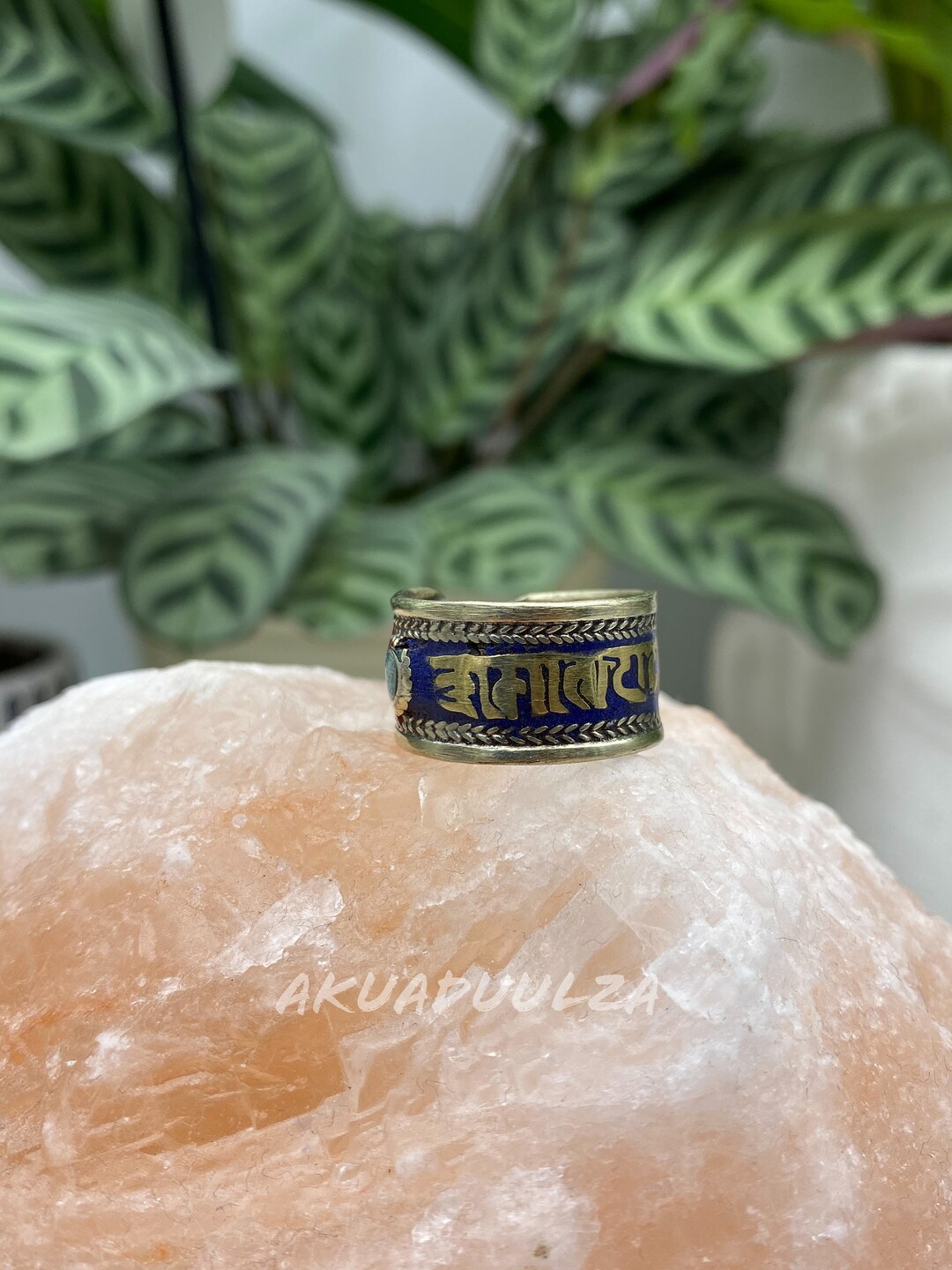 Newari Om Mani Padme Hum Multicoloured Ethnic Ring / Green Red Blue ...