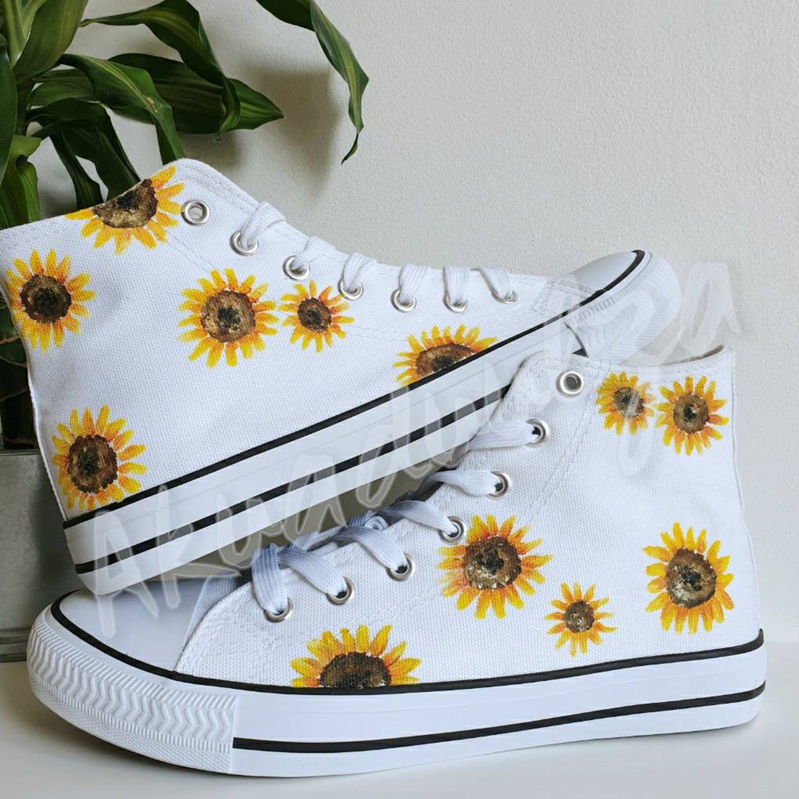 Sunflower Hand-painted Shoes / Wildflowers Custom Shoes / | Etsy