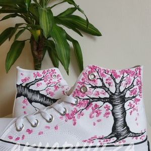 CHERRY BLOSSOM Shoes / Hand Painted Sakura Shoes / Japanese Inspired ...