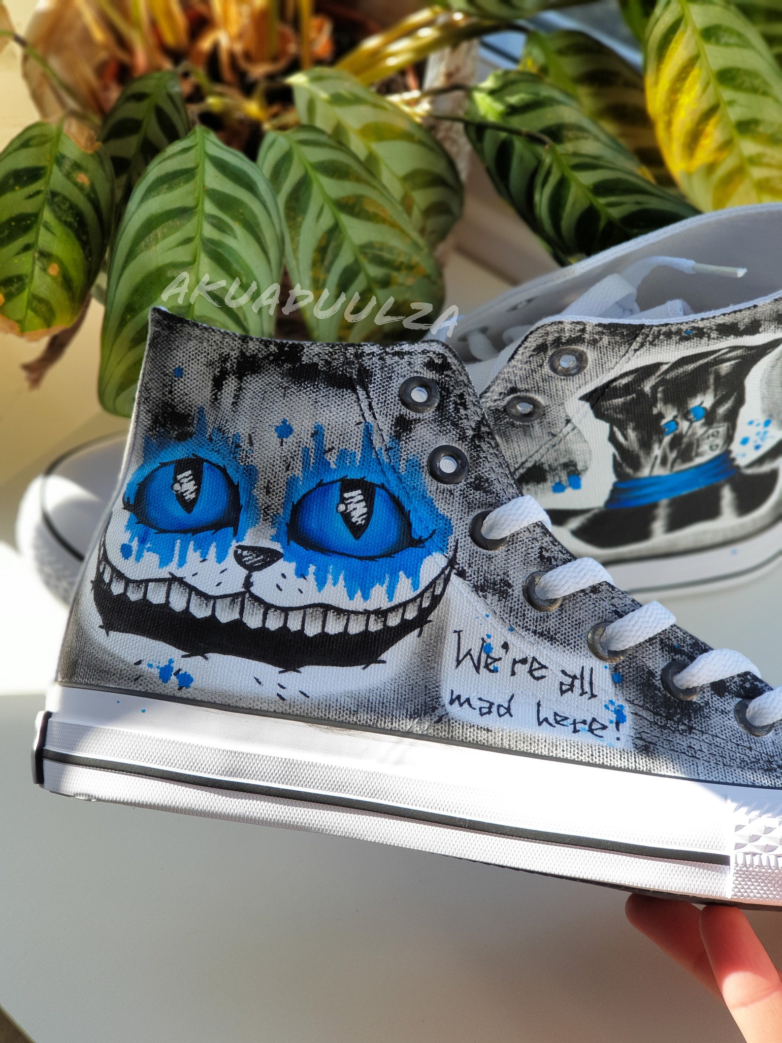 BLUE Cheshire Cat / Alice in Wonderland Inspired Hand Painted - Etsy