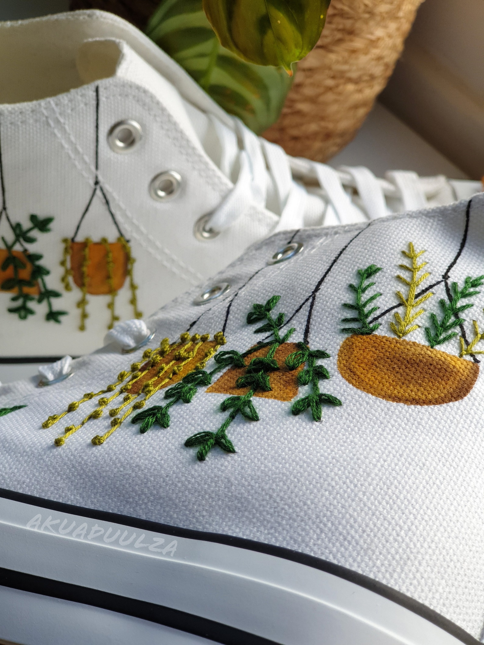 HANGING PLANTS Embroidered Shoes / Plant Lover Handmade Gift / - Etsy