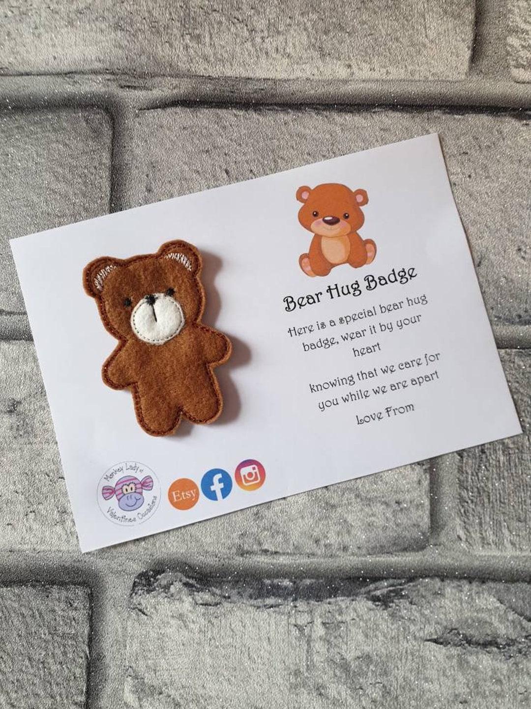Bear Hug Badge bearhug badge hug sendahug - Etsy UK