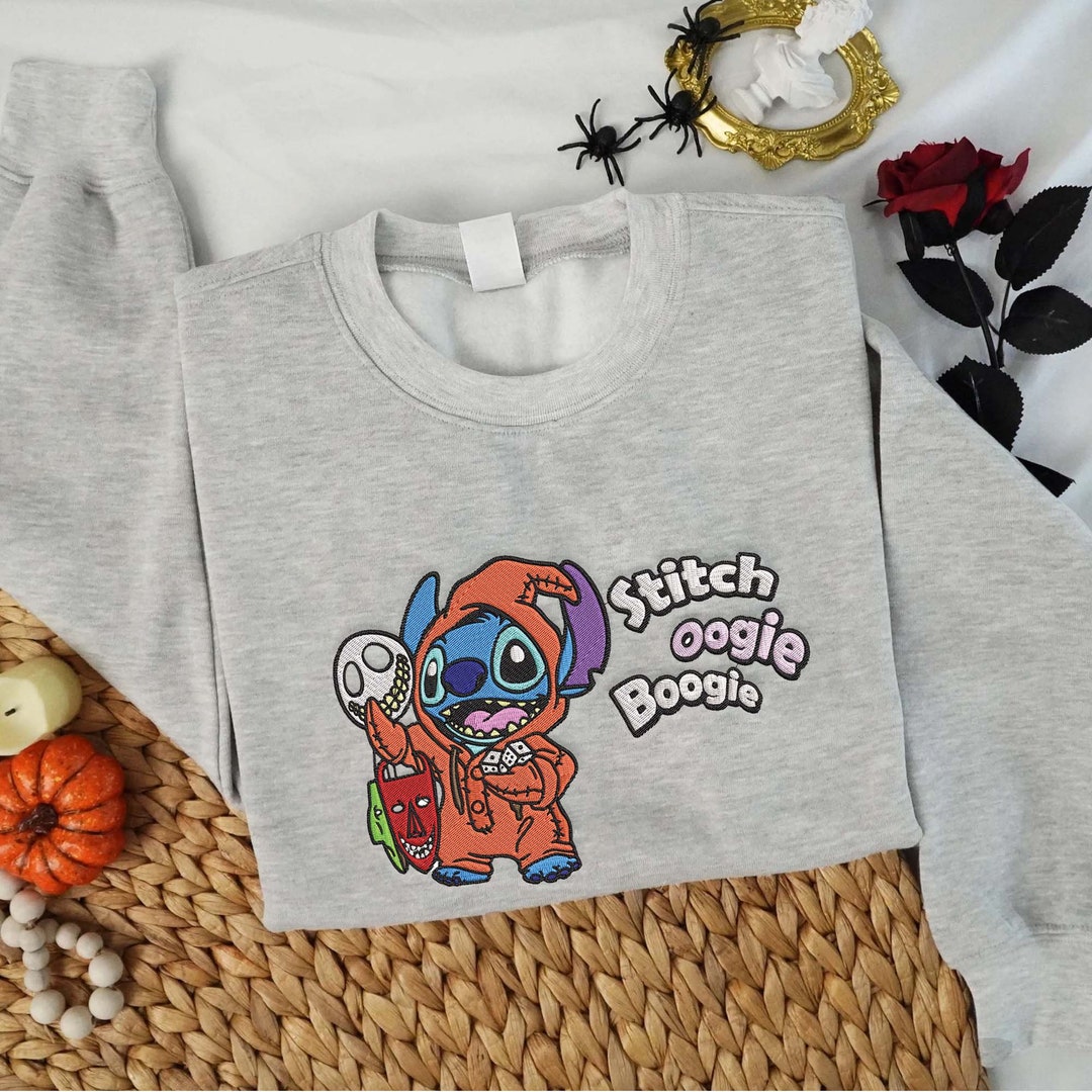 Stitch Disguise Oogie Boogie Embroidery Sweetshirt, Nightmare Stitch ...