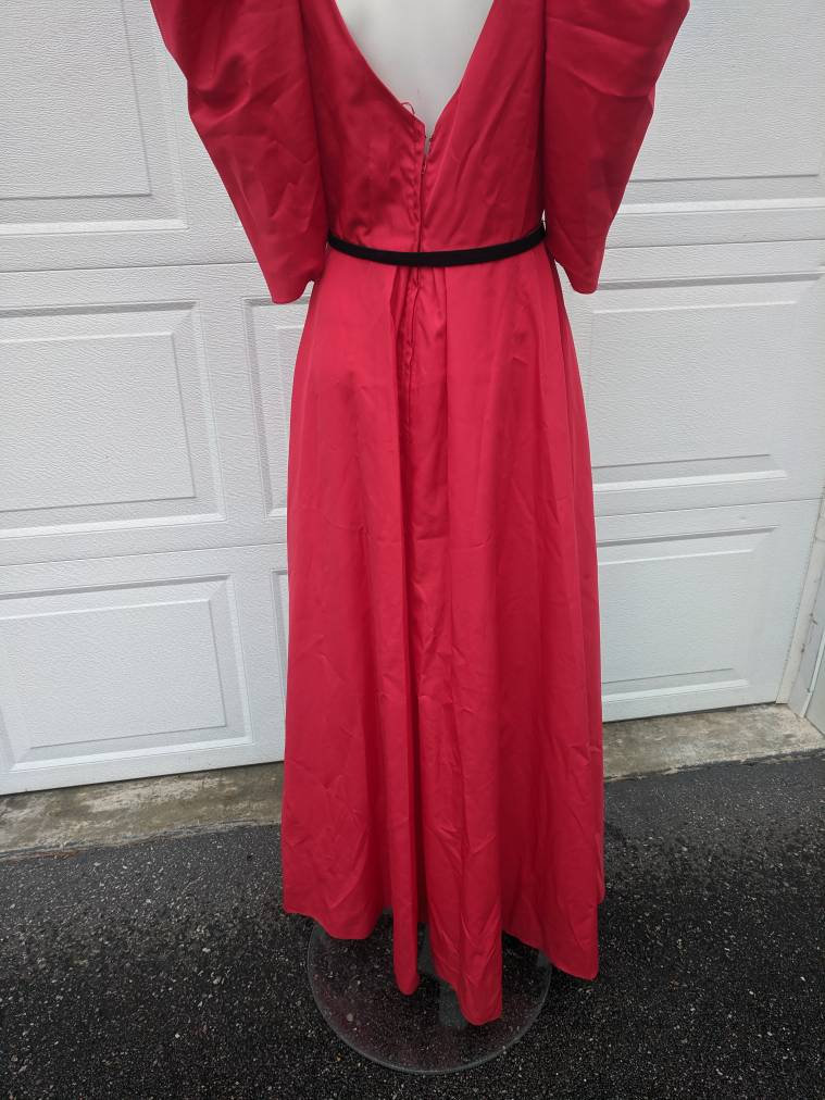 Vintage 1980's Red High Puff Shoulders Bridesmaid Midi - Etsy