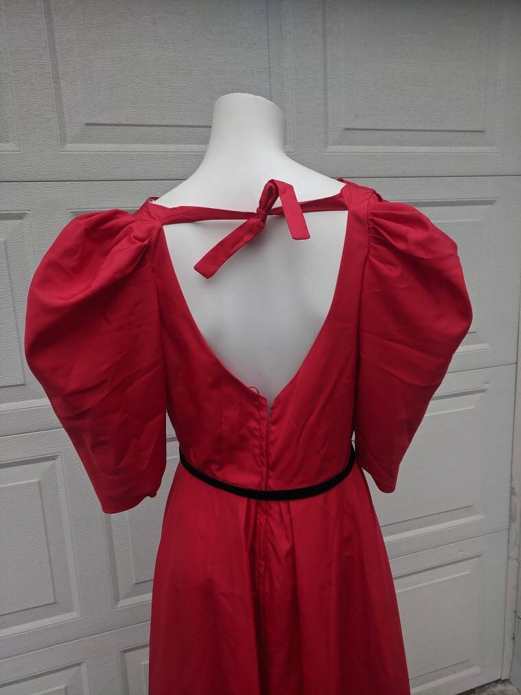 Vintage 1980's Red High Puff Shoulders Bridesmaid Midi - Etsy