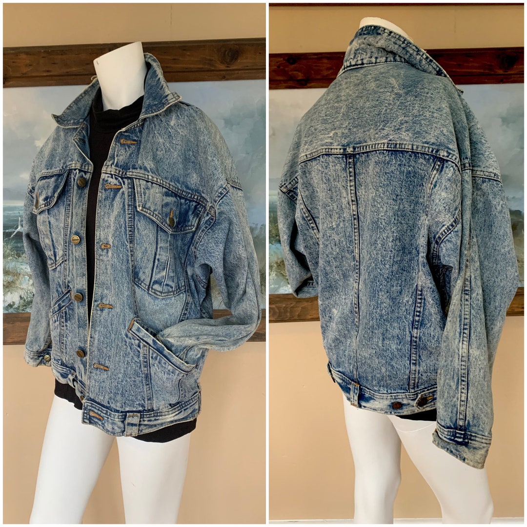 Super Rad 1980s Acid Wash Jean Jacket Vintage 80s Distressed Button up ...