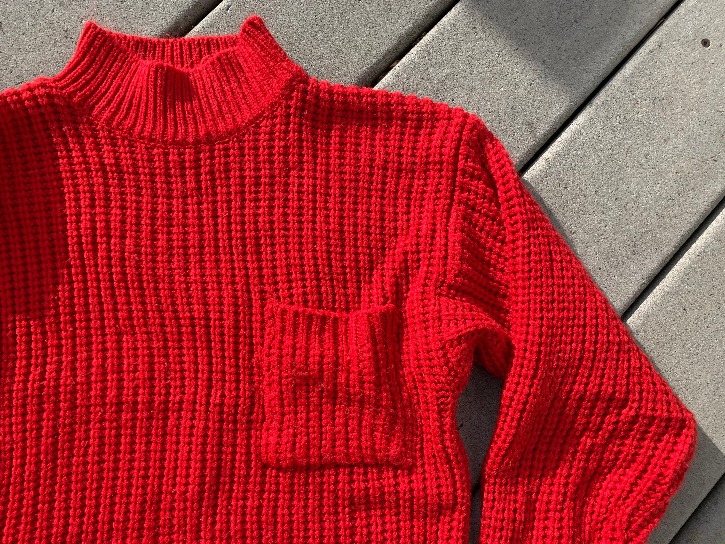 Vintage 1980’s Red Chunky Knit Mockneck Sweater, XS - Etsy