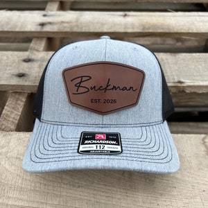 Custom Trucker Hat With Leather Patch, Last Name Hat, Groomsmen Caps ...