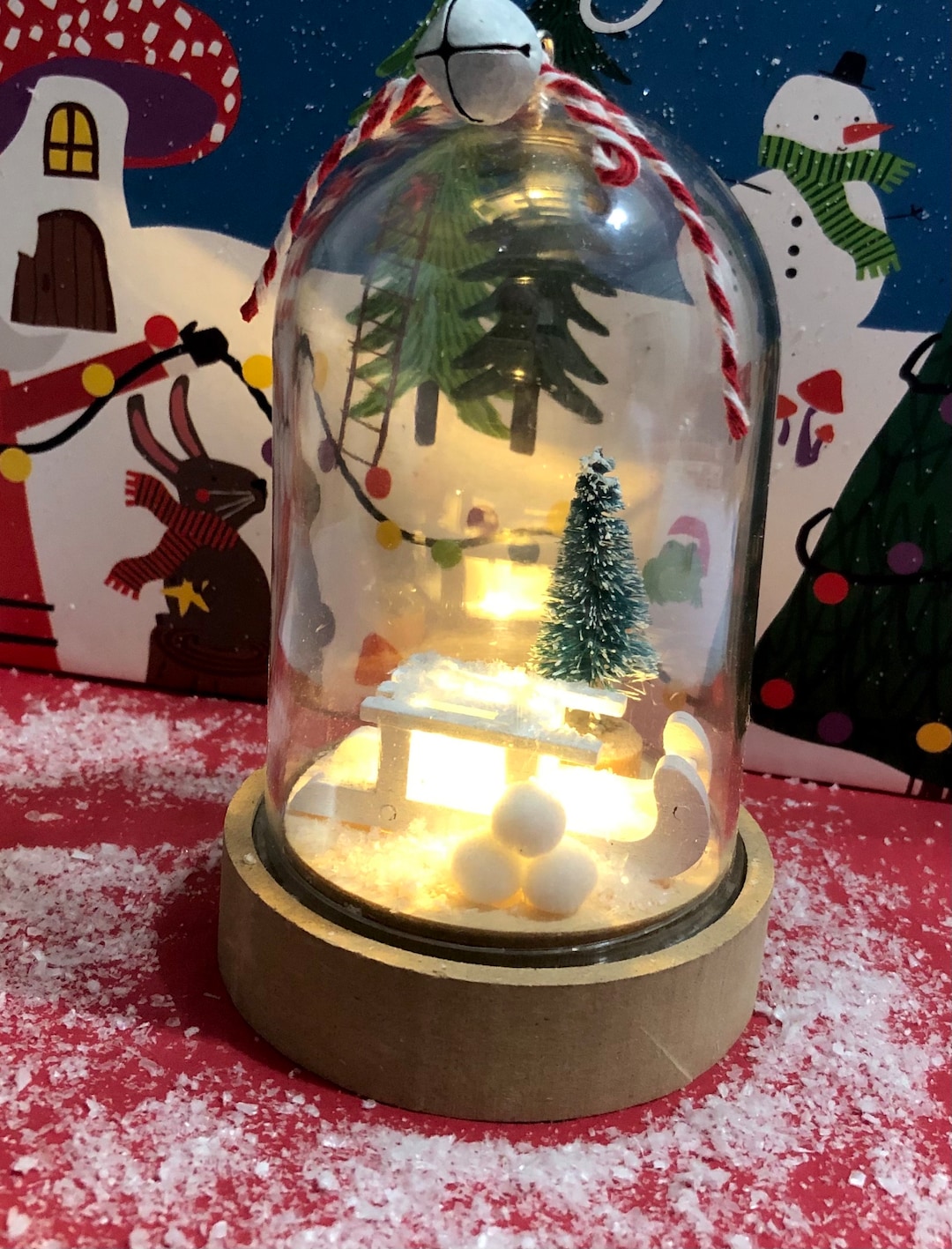 Christmas Cloche Light up Acrylic Dome Festive Home Decor Hand - Etsy UK