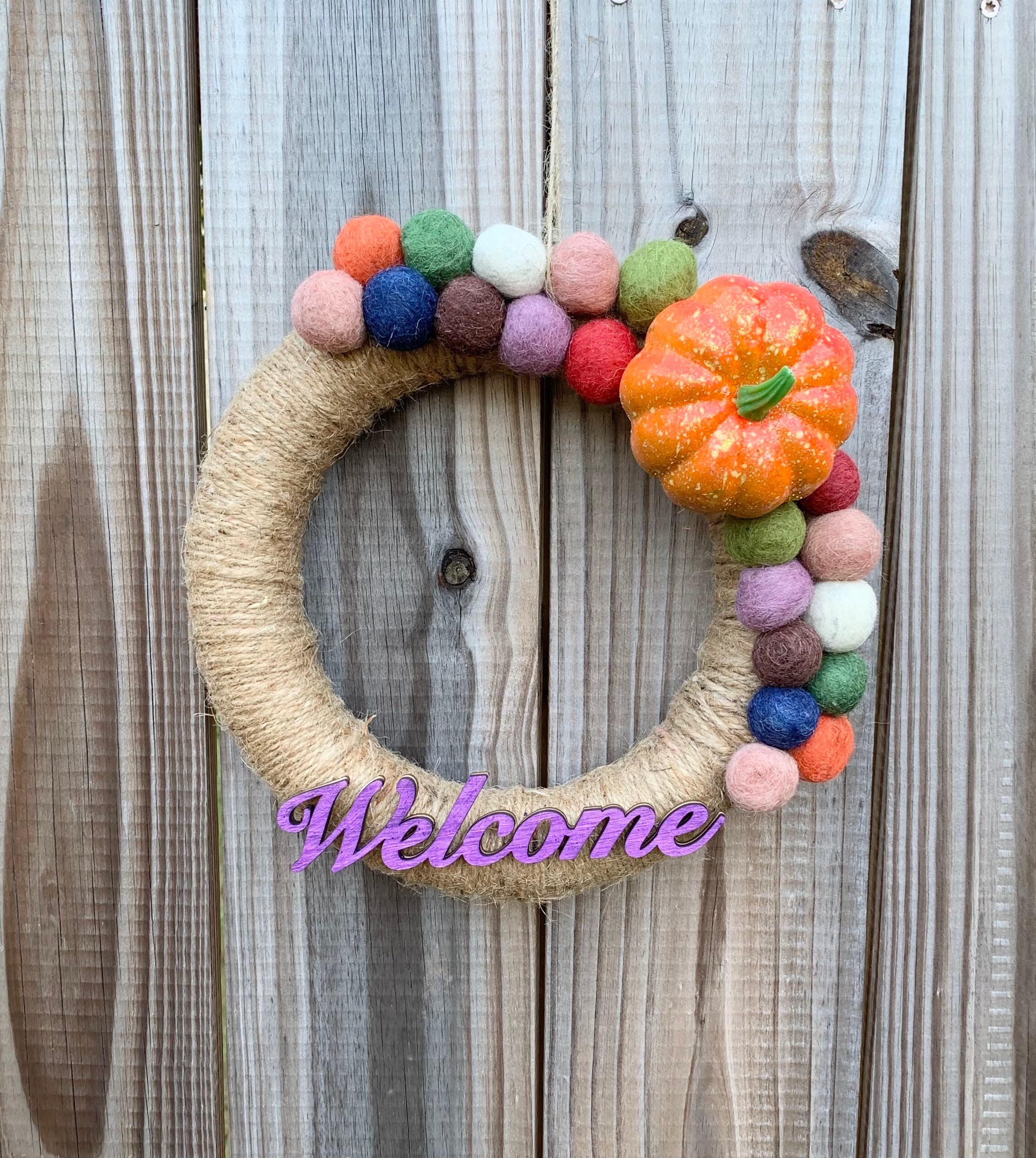 Small Fall Wreath Welcome Twine Wreath - Etsy UK