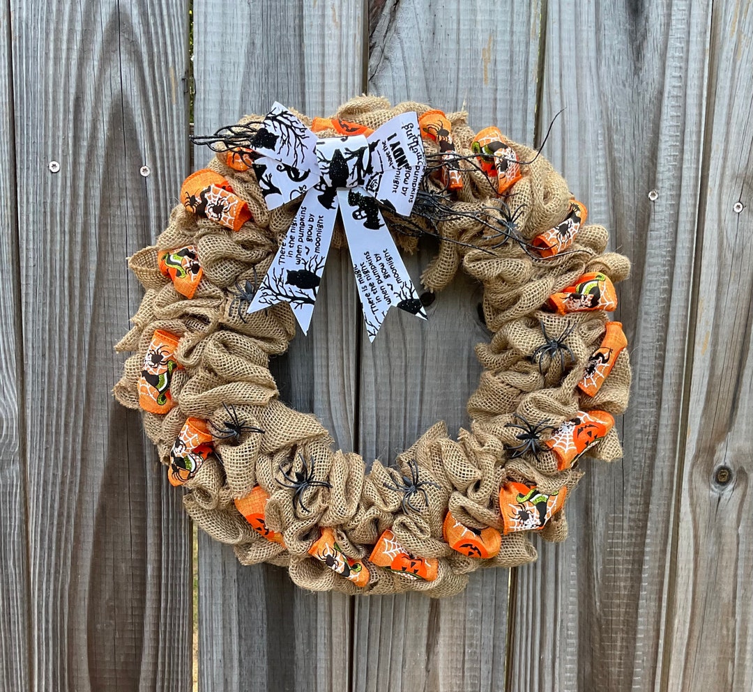 Halloween Spider Wreath, Fall Burlap Wreath - Etsy
