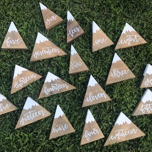 Wood Mountain Table Numbers, Hand Lettered Table Numbers, Rustic Table ...