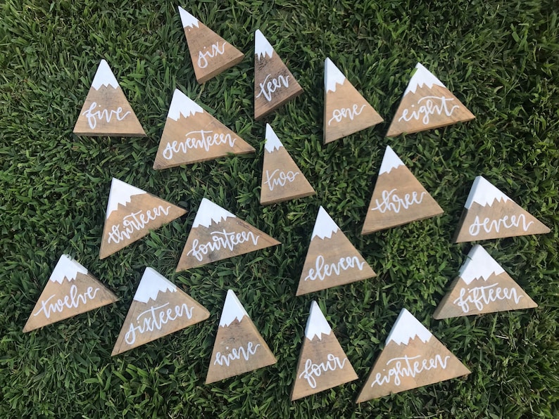 Wood Mountain Table Numbers Hand Lettered Table Numbers - Etsy