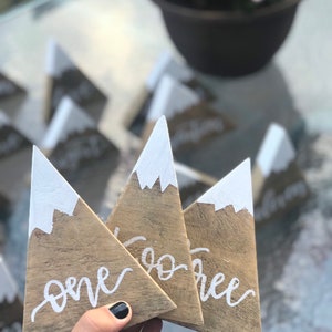 Wood Mountain Table Numbers, Hand Lettered Table Numbers, Rustic Table ...