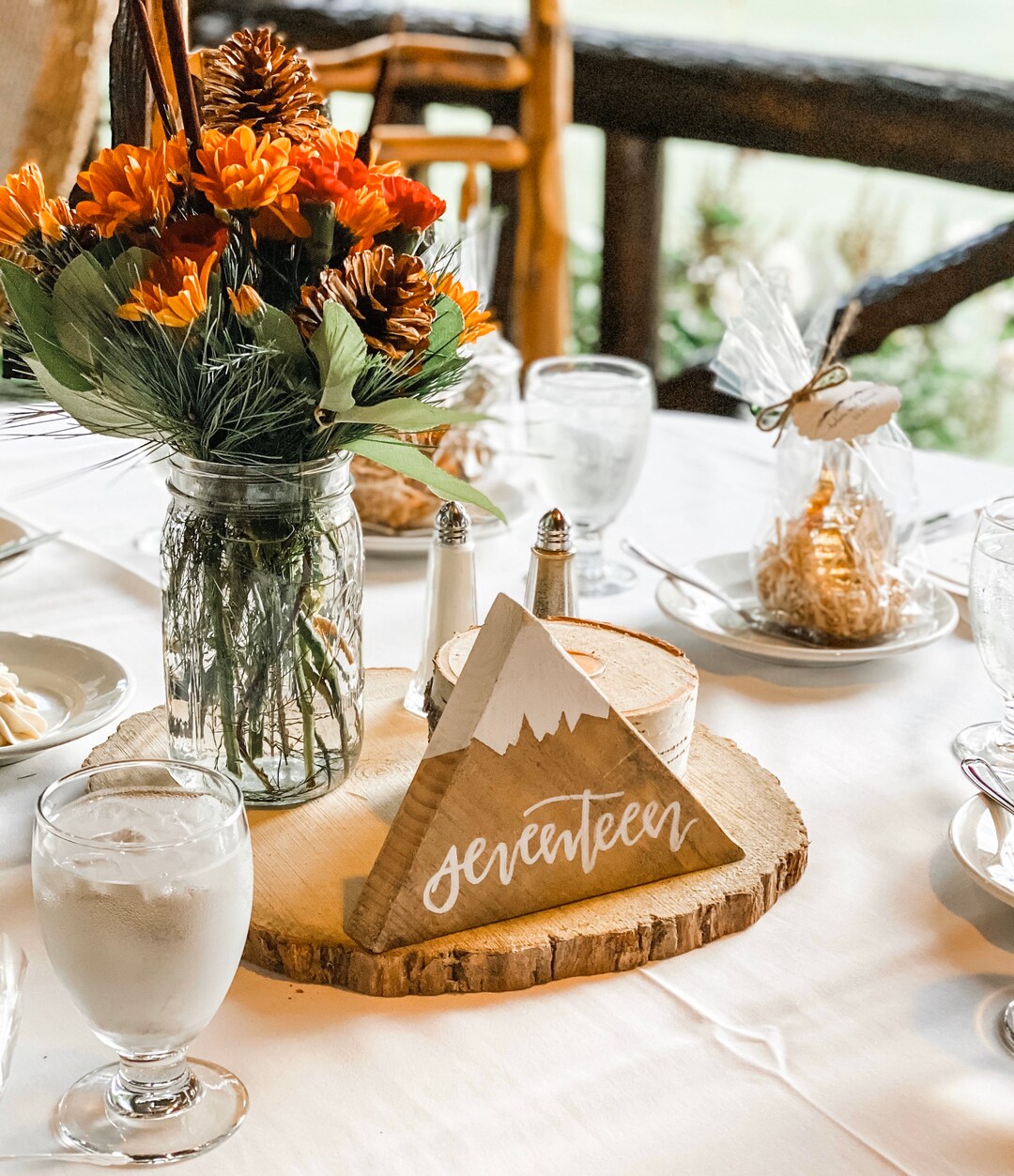 Wood Mountain Table Numbers, Hand Lettered Table Numbers, Rustic Table ...