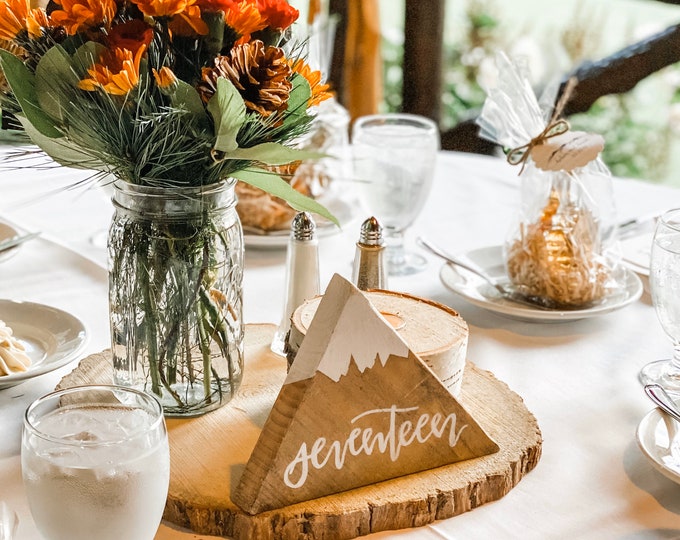 Wooden Mountain Wedding Table Number Wedding Table Decor, Rustic ...