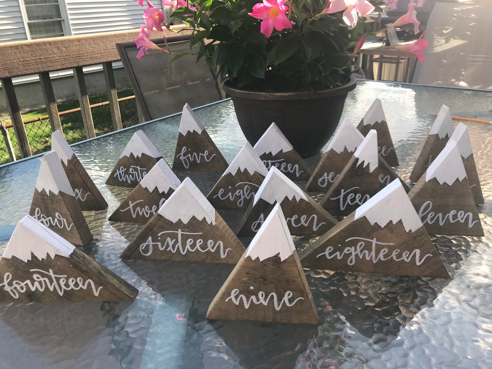 Wood Mountain Table Numbers Hand Lettered Table Numbers - Etsy