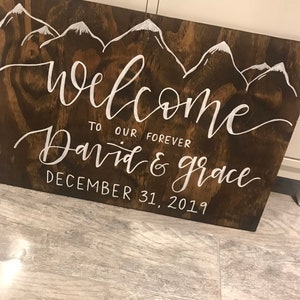 Mountain Welcome Sign, Rustic Wedding Sign, Rustic Welcome Sign ...