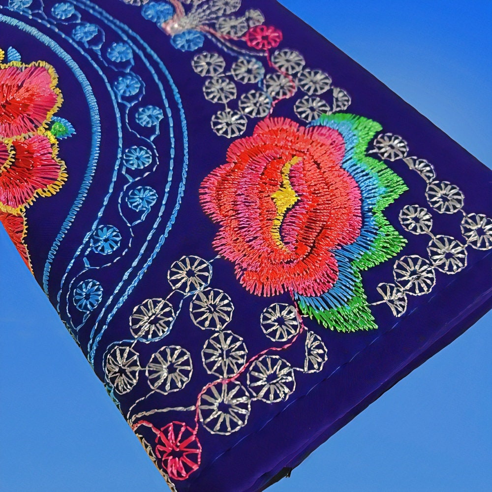 Vietnamese Handcrafted Embroidered Long Wallet Purse Flower Purple - Etsy