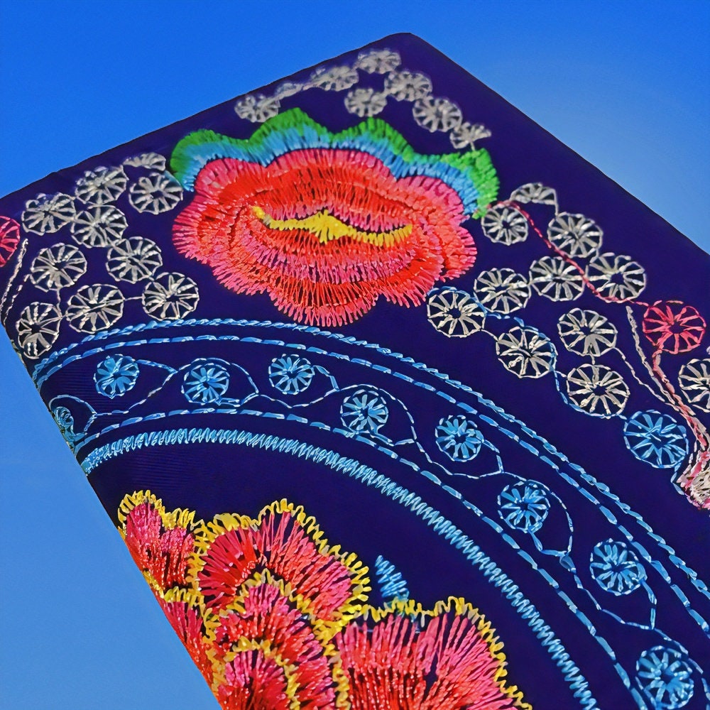 Vietnamese Handcrafted Embroidered Long Wallet Purse Flower Purple - Etsy