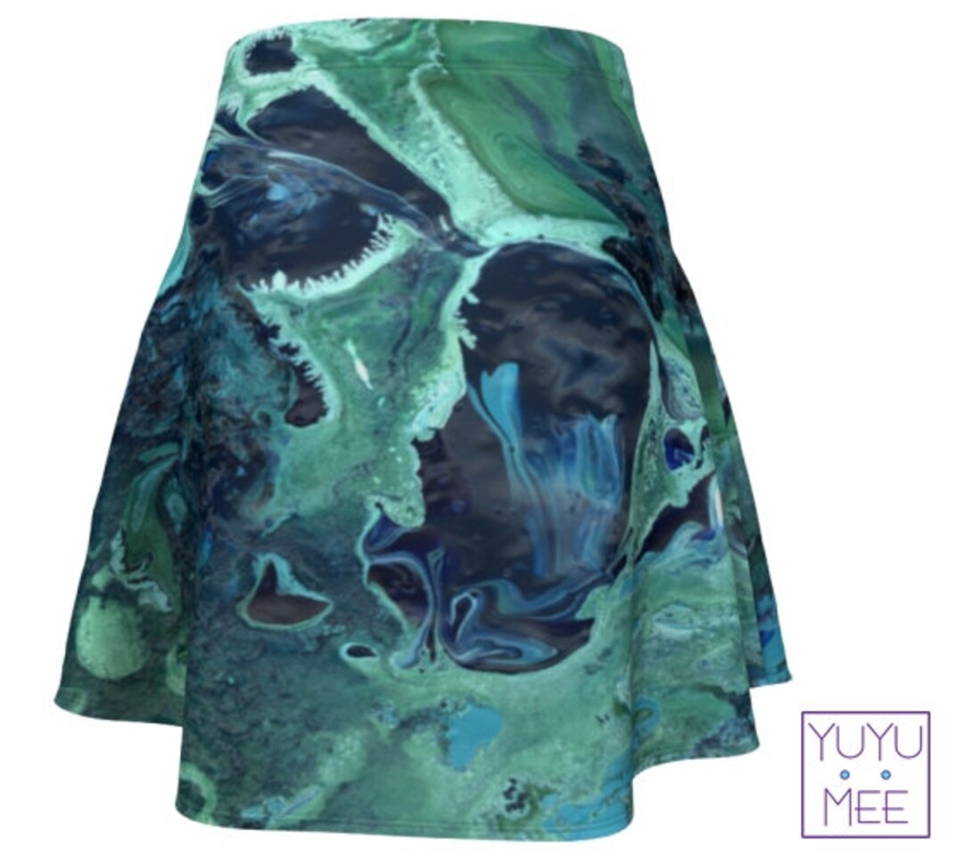 Flare Skirt, PSYCHEDLEIC DRIP PAINT Art, "jade Juice" - Etsy
