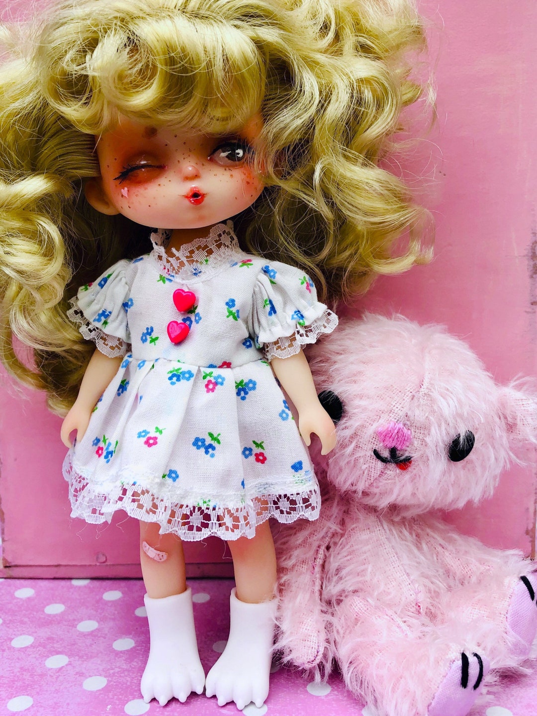 Holala & Popomilk Dolls Dress Vintage Frilly Dress ‘ Frilly Lilly ‘ - Etsy