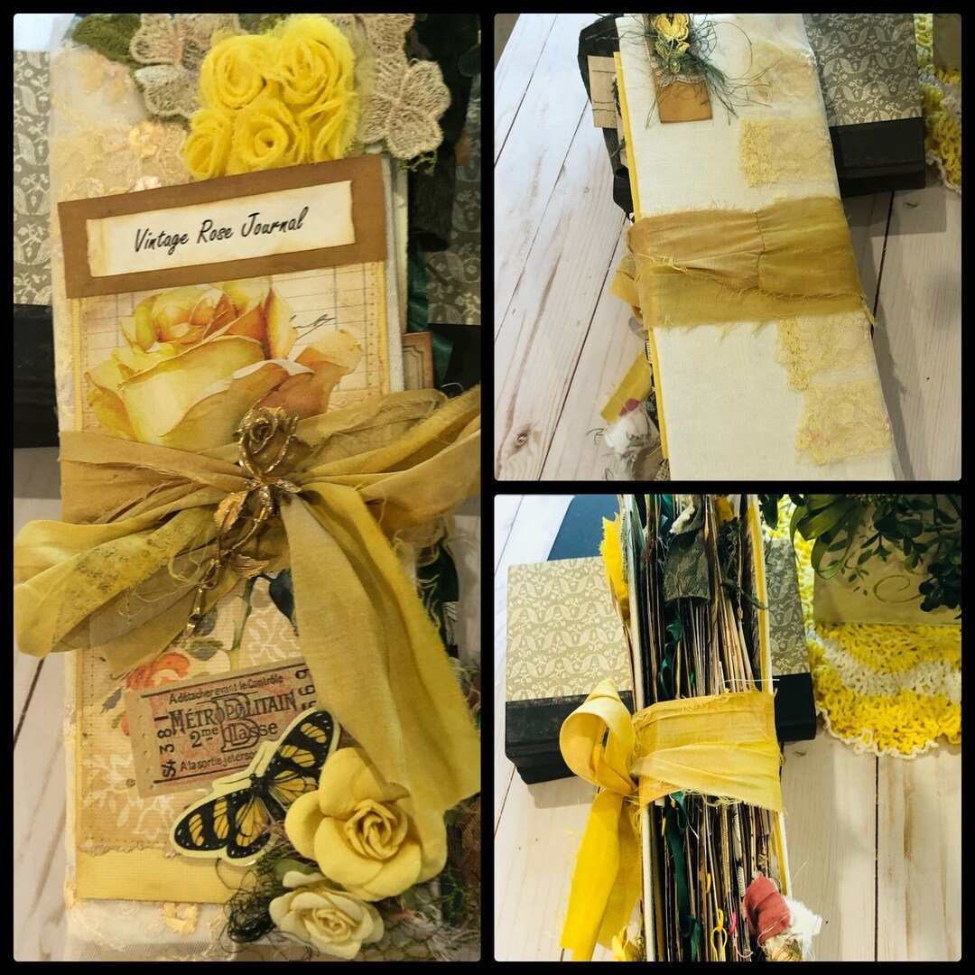 Vintage Yellow Rose Tall Journal - Etsy
