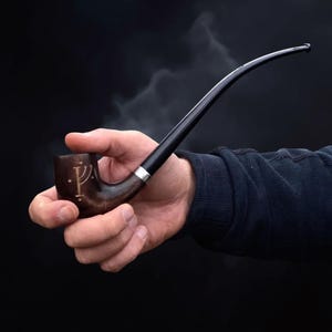 Tobacco Pipe Churchwarden Style Wooden Smoking Pipe Long Stem Handmade ...