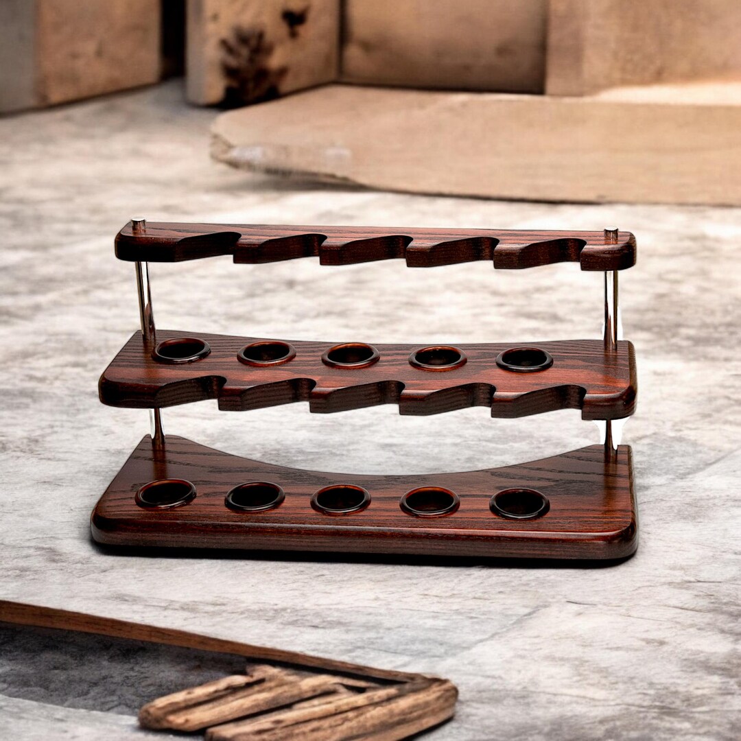 Pipe Stand Wooden for 10 Smoking Pipes Tobacco Pipe Rack 10 Slots ...