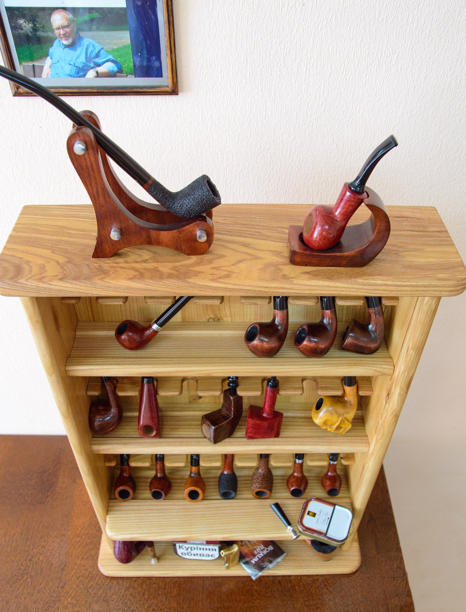 Pipe Cabinet Wooden Rack Display for 24 Tobacco Pipes Wall | Etsy