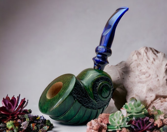 Hand Carved Briar Pipe Nautilus - Artisan Green Color Tobacco Pipe ...