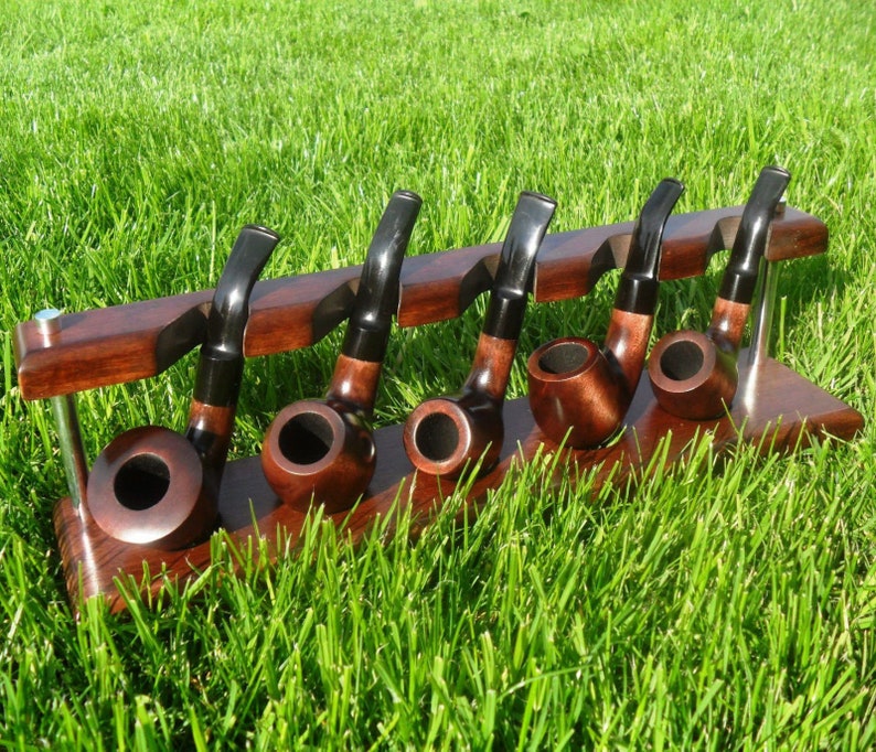 Tobacco pipe rack for 5 smoking pipes wooden handmade from | Etsy