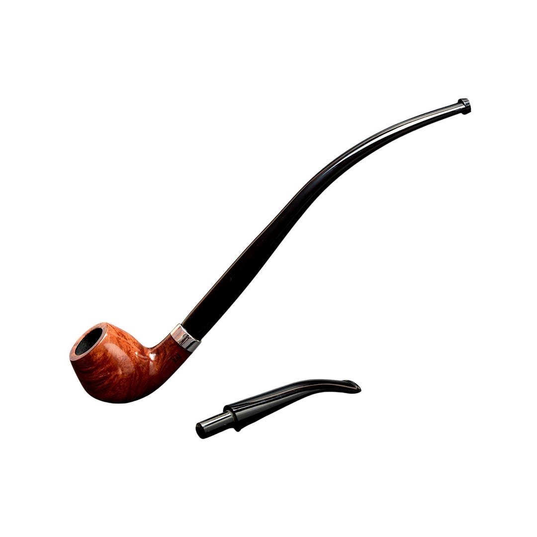 Dual Stems Briar Wood Pipe Tobacco Smoking Smooth Finish Small Bowl ...