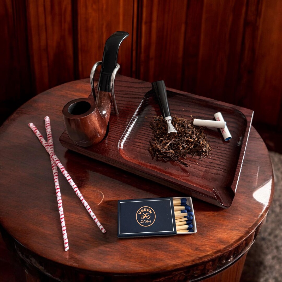 Tobacco Tray Pipe Stand for 1 Smoking Bowl - Wooden Pipe Holder Display ...