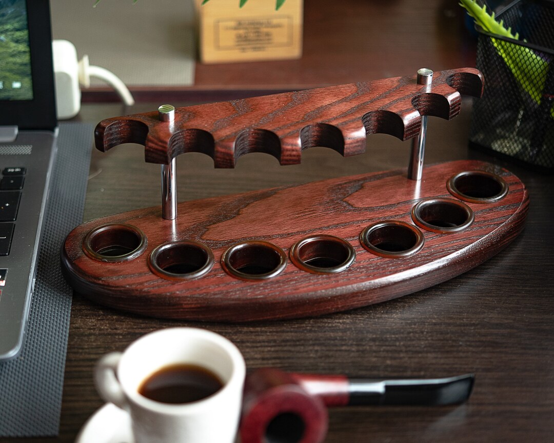 Tobacco Pipe Stand for 7 Smoking Pipes Wooden Pipe Rack Support Pipe ...