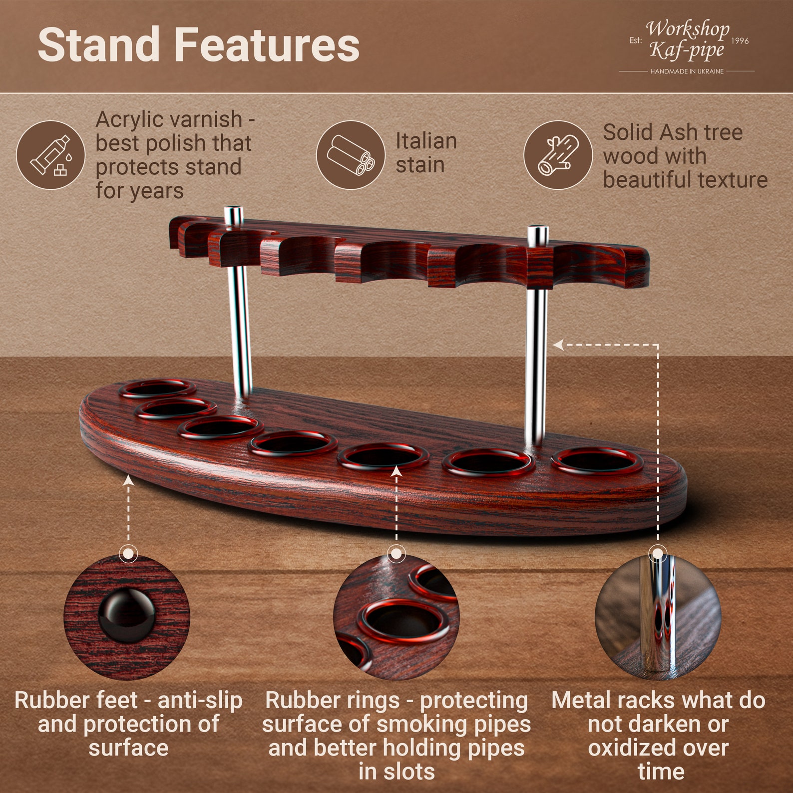 Personalised Pipe Stand for 7 Smoking Bowls Tobacco Pipe - Etsy