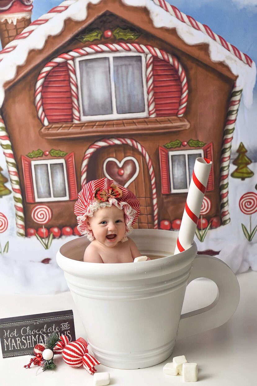 Hot Cocoa Bath Caps/hat and Bow Tie, Hot Cocoa Photo Props, 6-12 Photo ...